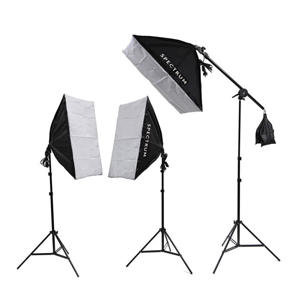 Triple "Illuminate Mate II" Rectangle Softbox and Boom Arm LED Lightin
