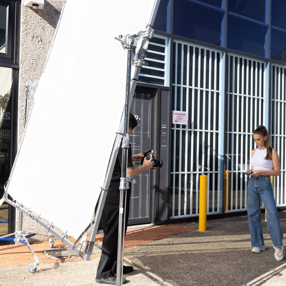 Overhead 'Sun Scrim' Diffuser Butterfly Frame & Stands (240cm x 240cm)