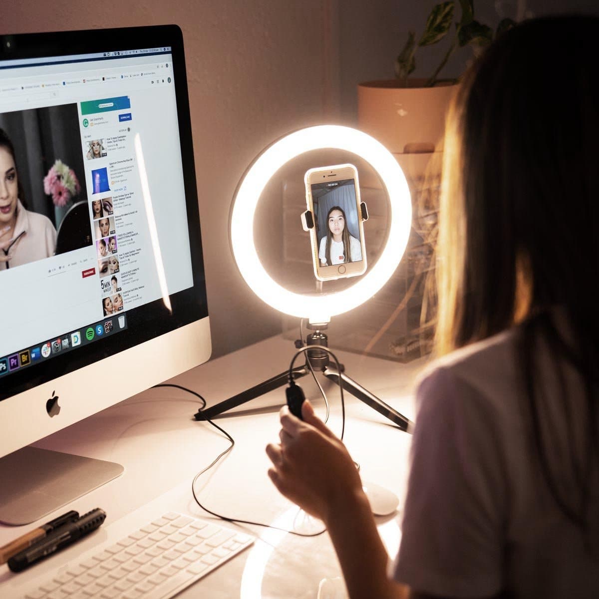 10" LED Portable Beauty Desk Table Ring Light Kit - Virgo