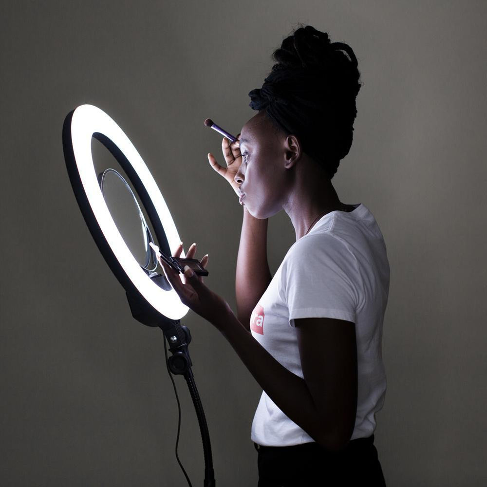 8" / 20.5cm Mirror with Hot Shoe Mount for Ring Light