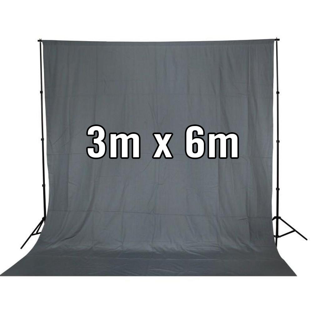 Solid Grey 3M x 6M Cotton Muslin Backdrop