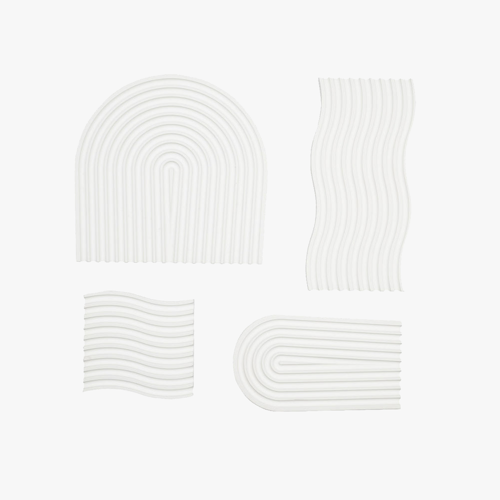 Grooved Arch Wave Photography Styling Handmade Plaster Props - 4 Pack