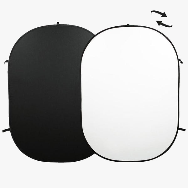 White / Black Double Sided Collapsible Pop Up Backdrop (1.5 x 2.1M)