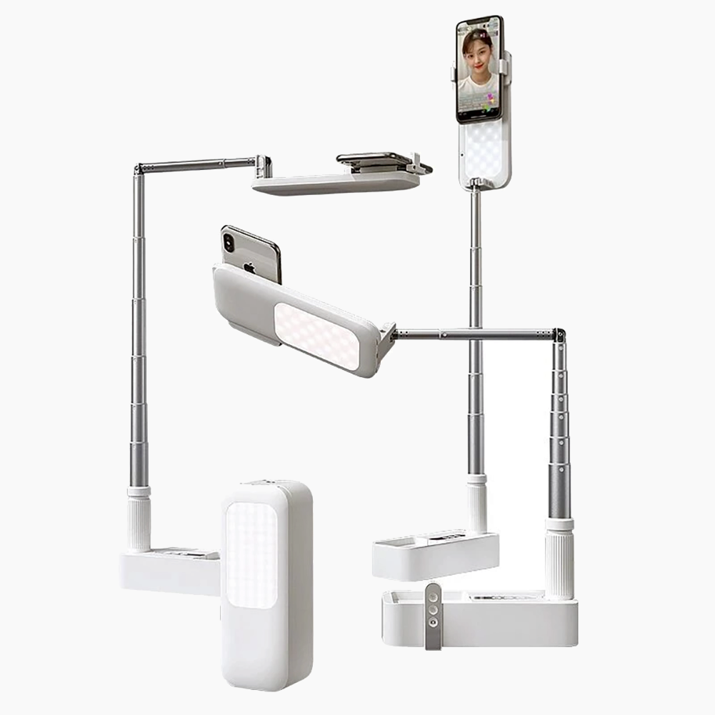 White Portable and Foldable Flat Lay Multimedia LED Light with Phone H