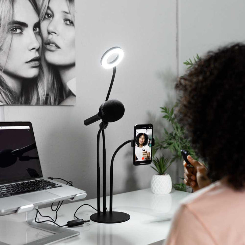 Black Live Stream USB Desk 6" Ring Light